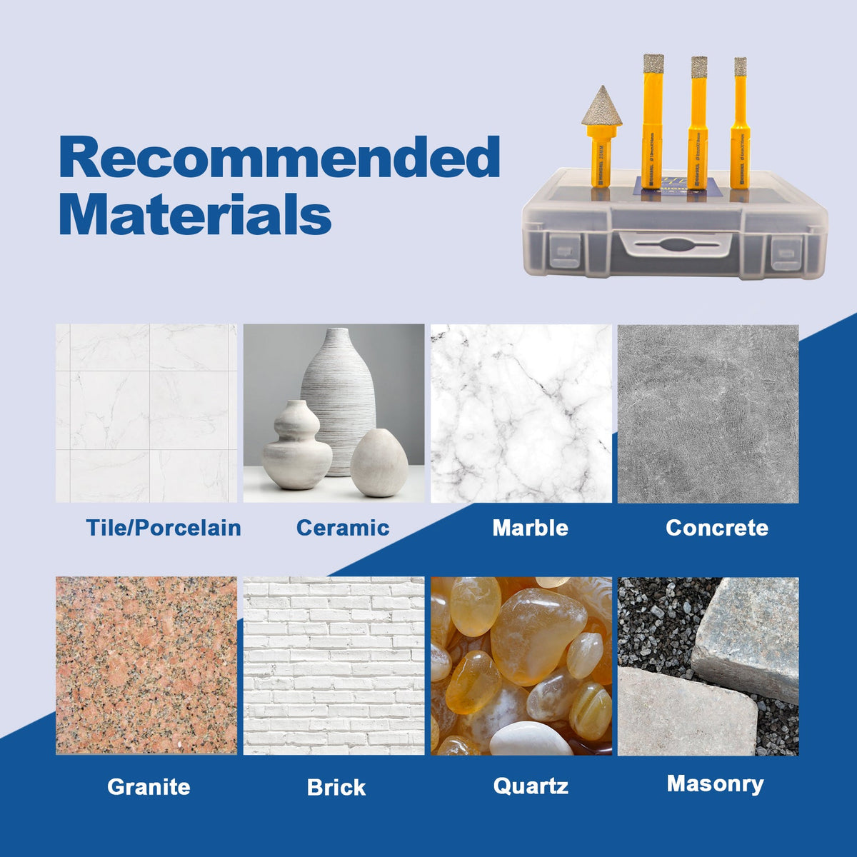 HIGHDRIL Diamond Core Bit Vacuum Brazing 4pcs/box Dia 6/8/10mm+20mm ...